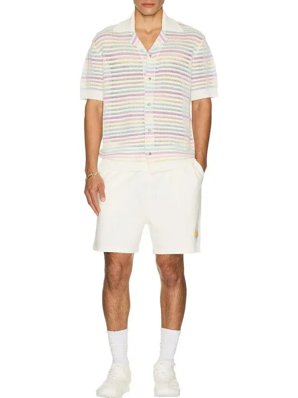 Casablanca Crochet Polo In White - Multi