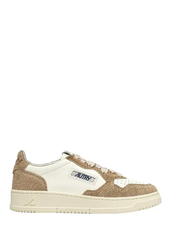 AUTRY Medalist Leather Low Glitter Sneakers - Marshmallow/sand