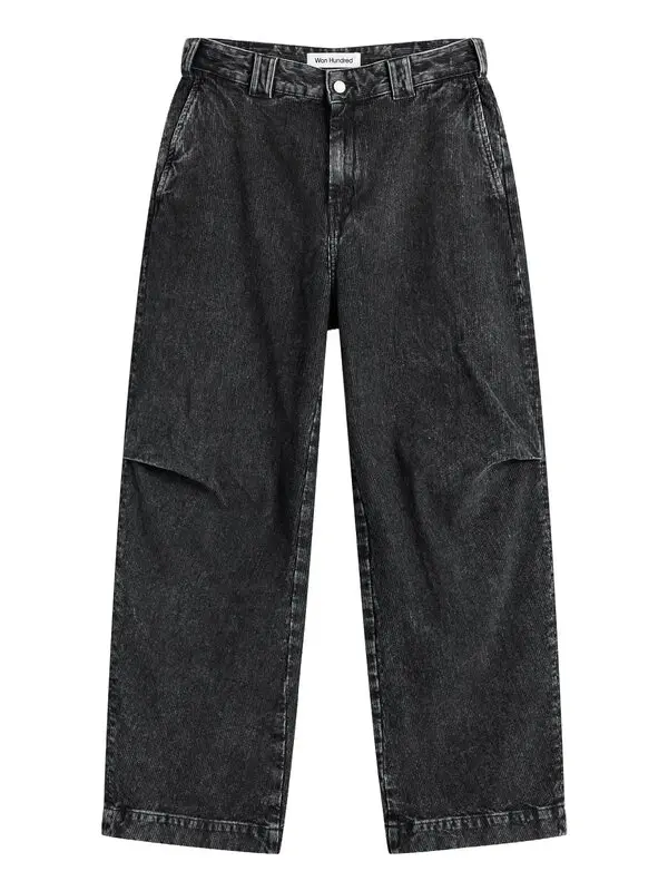 WON HUNDRED Wide Leg Corduroy Trousers - Washed Black