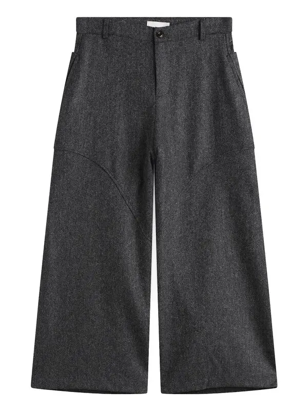 SAGE NATION Curved Seam Carpenter Trousers - Charcoal Herringbone