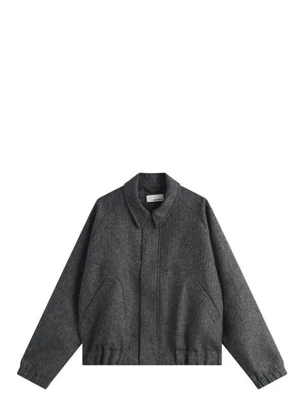 SAGE NATION Wool Jiji Jacket - Dark Grey Herringbone
