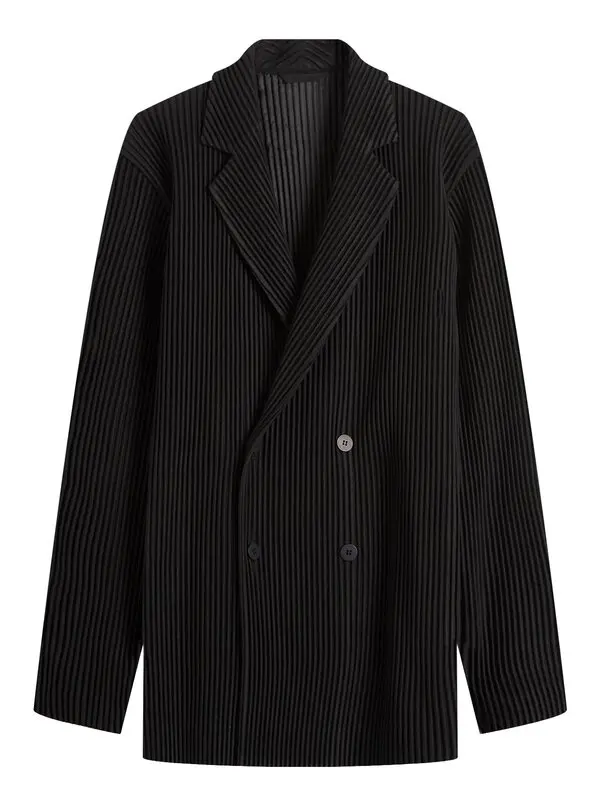 Issey Miyake Double-breasted Pleated Jacket - Black