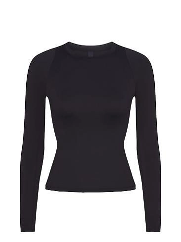 Nike X Skims Airy Long-sleeve Crew Neck Top - Obsidian