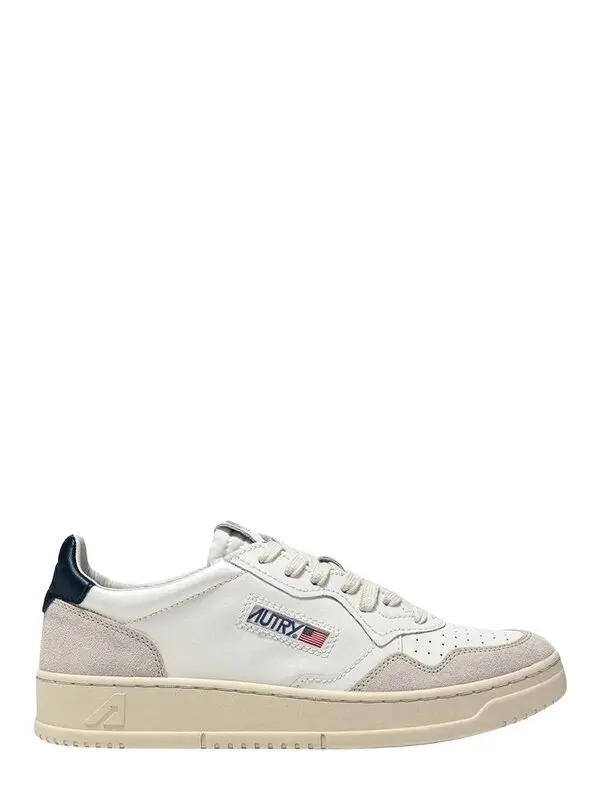AUTRY Medalist Leather Low Sneakers - White/blue/beige