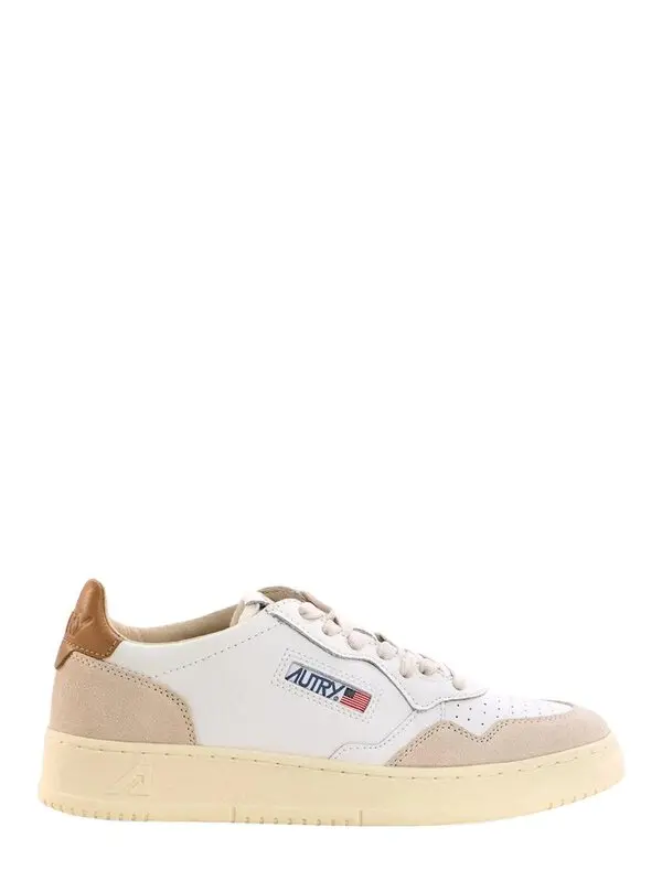 AUTRY Medalist Leather Lowin Sneakers - White/brown Sugar