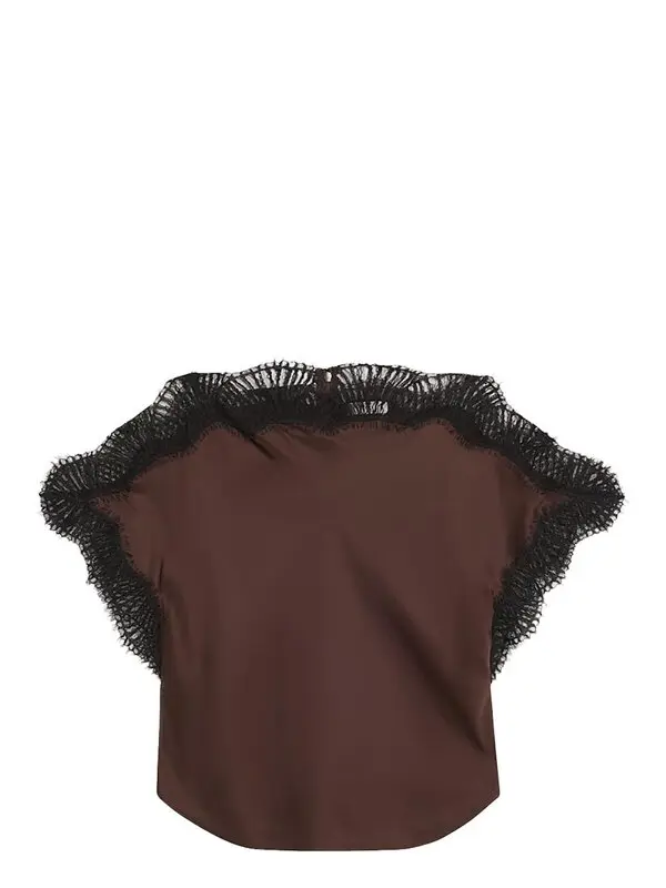 A.L.C. Luna Satin Lace-trim Top - Cocoa Black