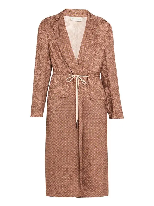 Dries Van Noten Rastino Printed Satin Tie Coat - Peach