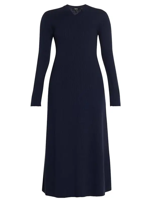 Theory Regal Wool Maxi Dress - Deep Navy