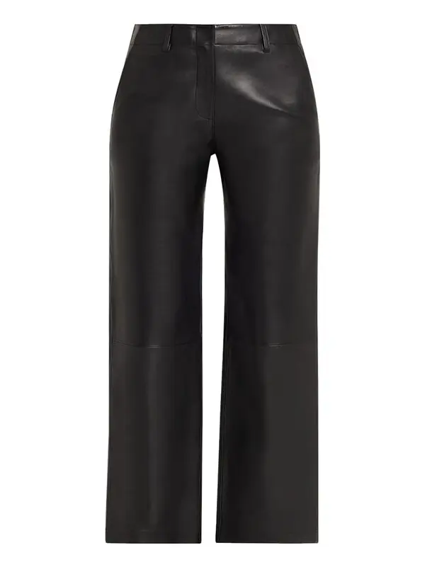 Theory Straight-leg Lambskin Leather Pants - Black
