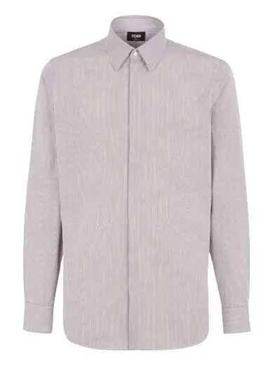 Fendi Pinstriped Cotton Shirt - Choko