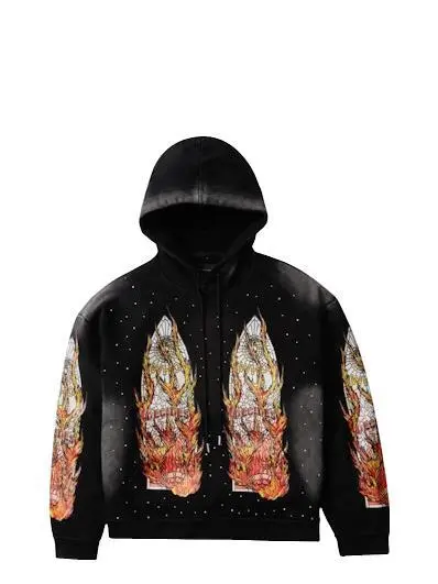 WHO DECIDES WAR BY EV BRAVADO Flame Glass Hooded Sweatshirt - Black