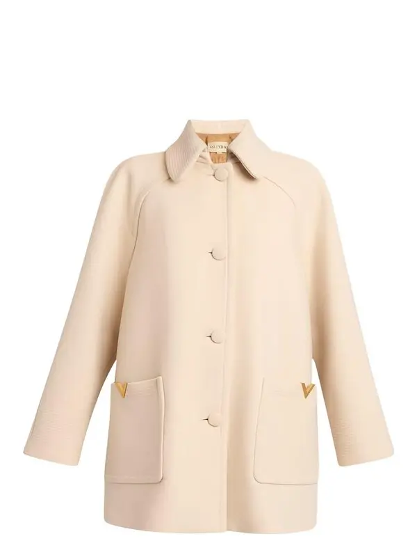 Valentino Garavani Wool Jacket With Gold Trims - Beige