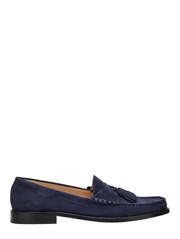 STUART WEITZMAN Lottie Suede Tassel Penny Loafers - Nice Blue