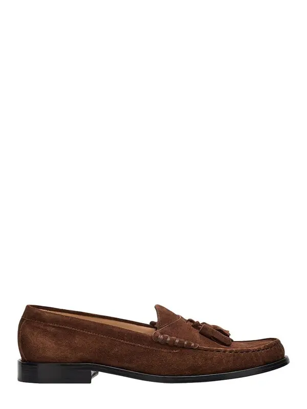 STUART WEITZMAN Lottie Suede Tassel Penny Loafers - Walnut