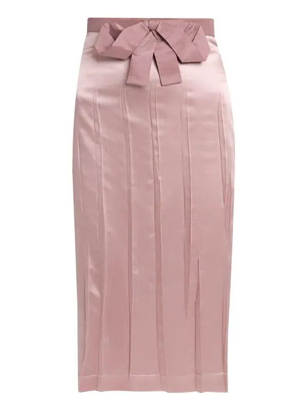 Valentino Garavani Bow Pleated Satin Midi Skirt - Champagne