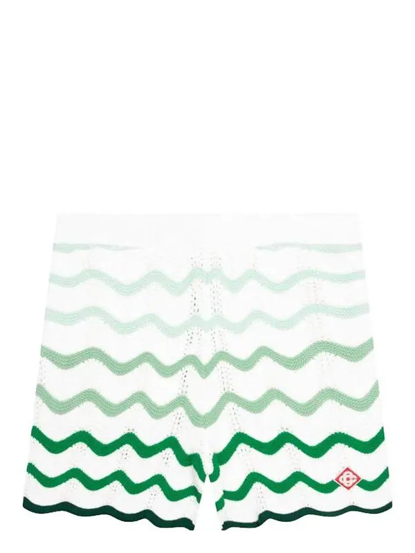 Casablanca Wavy Gradient Crochet Shorts - Green
