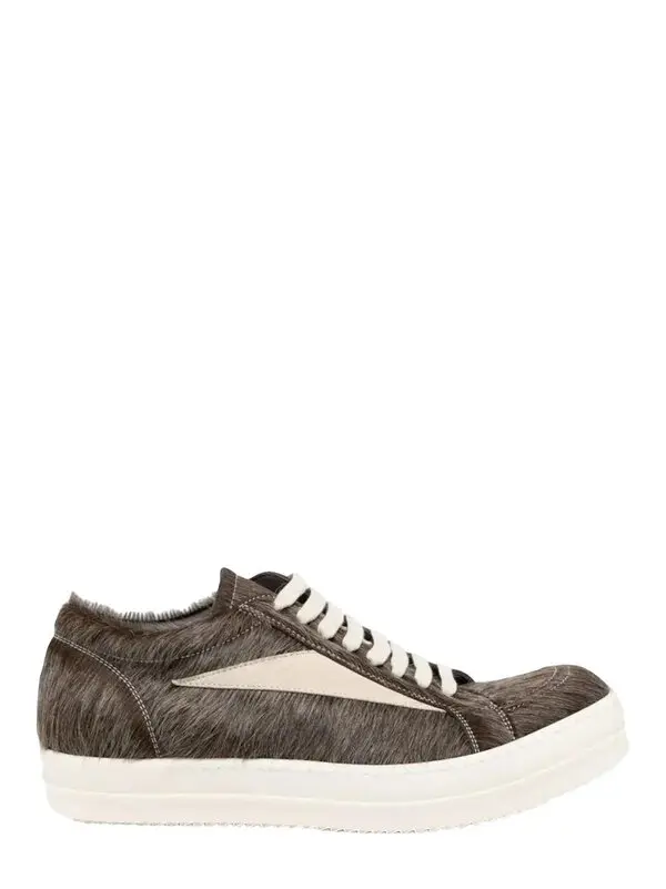Rick Owens Vintage Sneaks In Unshaved Cow Leather - Indigo/milk