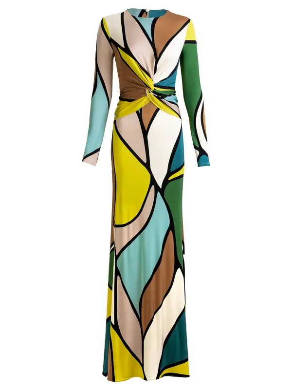 Silvia Tcherassi Lucian Twisted Jersey Maxi Dress - Multi