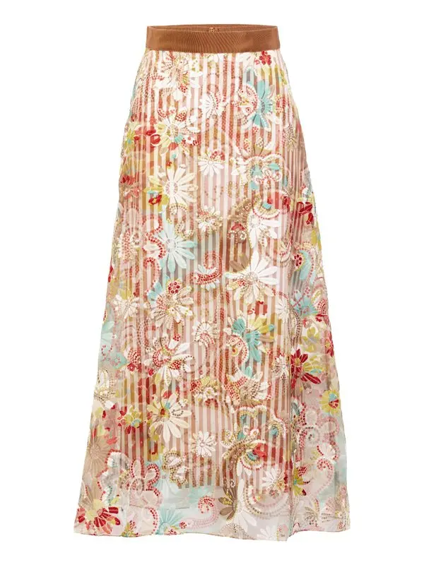 Silvia Tcherassi Nelida Organza Midi Skirt - Multi