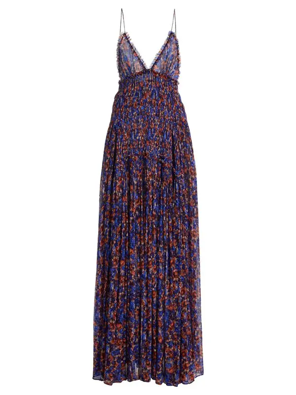 Ulla Johnson Atrani Pleated Silk Gown - Blue
