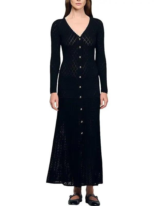 Sandro Long Sleeve Maxi Dress - Black