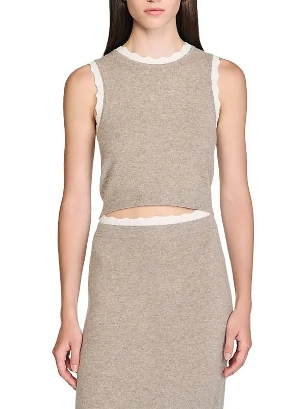 Sandro Sleeveless Knit Sweater - Caramel