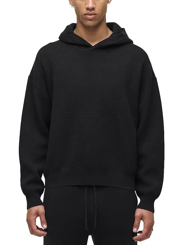 Hudson Jeans Cotton Cashmere Double Knit Hoodie - Pitch Black