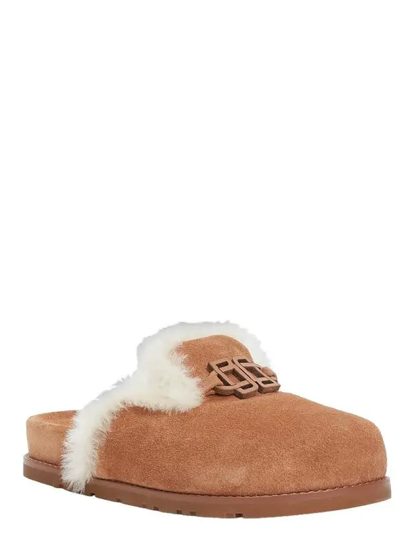 Simkhai Mila Shearling Clogs - Chestnut