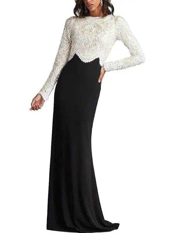 Tadashi Shoji Verae Embroidered Bodice Gown - Ivory
