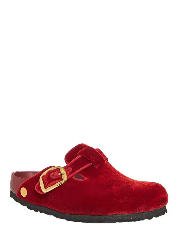 BIRKENSTOCK Boston Big Buckle Velvet Exquisite Clogs Exclusive - Red