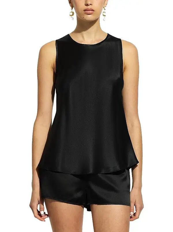 Ginia Pure Silk Singlet - Black