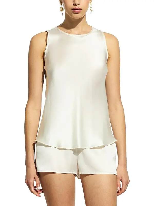 Ginia Pure Silk Singlet - Creme