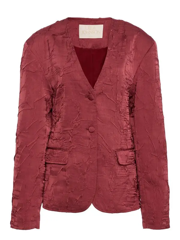 Ulla Johnson Otto Crinkled Blazer - Burgundy