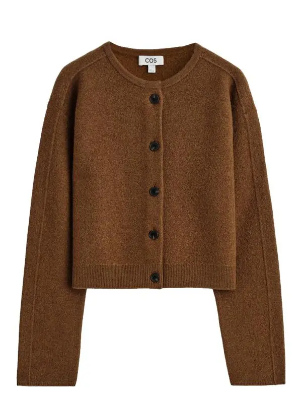 Cos Boiled-wool Cardigan - Brown