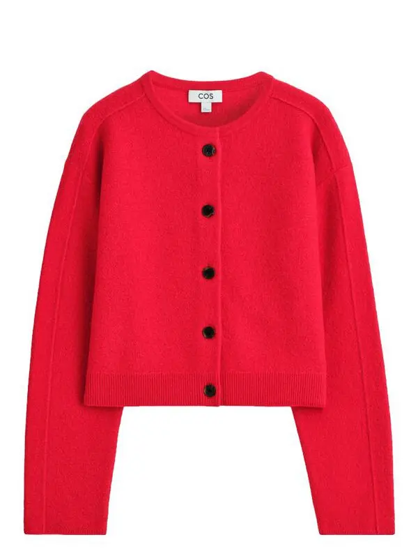 Cos Boiled-wool Cardigan - Red
