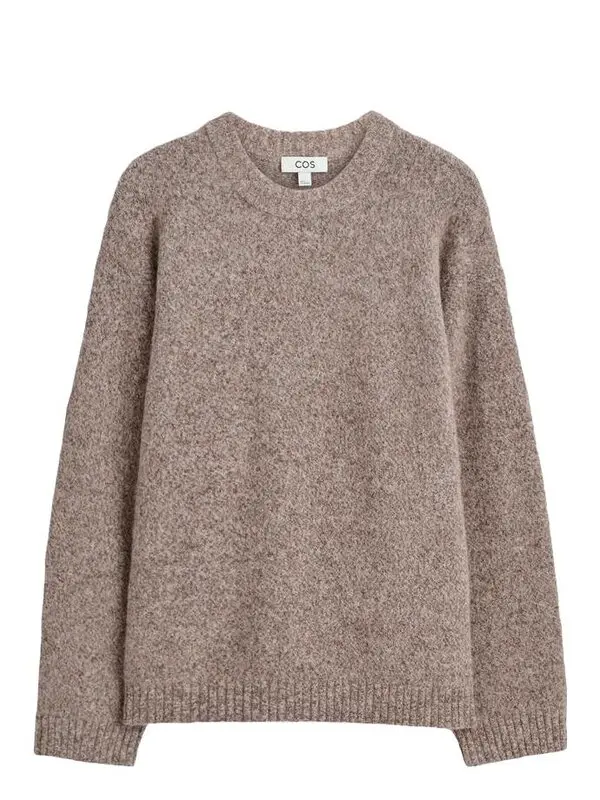 Cos Oversized Alpaca-blend Crew-neck Sweater - Brown