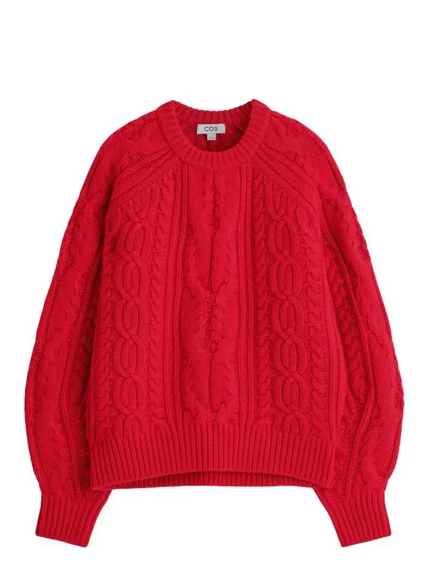 Cos Cable-knit Wool-cashmere Sweater - Red
