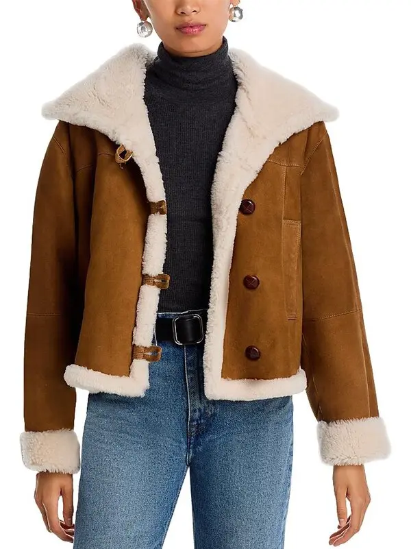 IRO PARIS Huesca Shearling Coat - Camel/cream