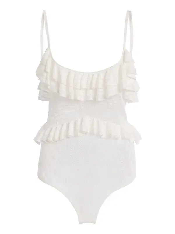 Ulla Johnson Bania Ruffled Bodysuit - White