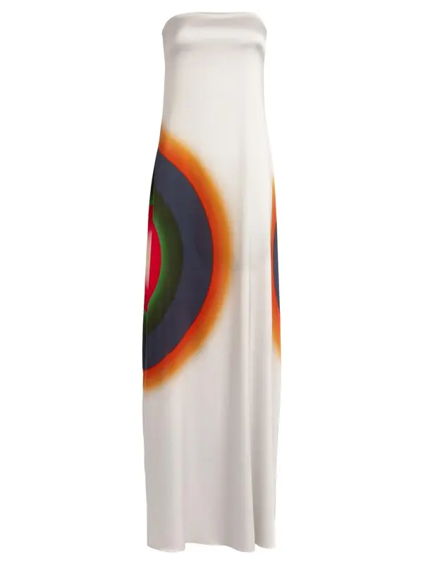 Silvia Tcherassi Bahiana Strapless Silk Maxi Dress With Abstract Print - Grey