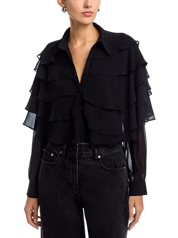AREA STARS Tiered Ruffle Blouse - Black