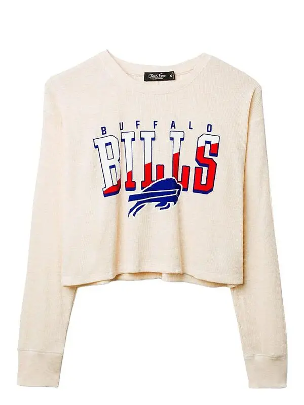 Junk Food Clothing Nfl Buffalo Bills Slant Crop Thermal - Oatmeal