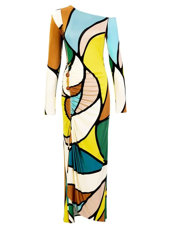 Silvia Tcherassi Ilania Ruched Jersey Midi Dress - Multi