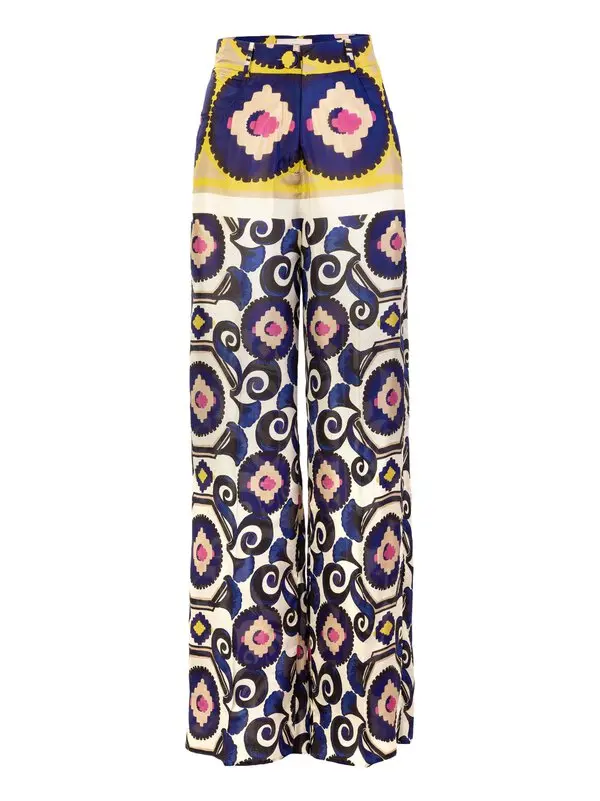 Silvia Tcherassi Emine Silk Wide-leg Pants - Multi