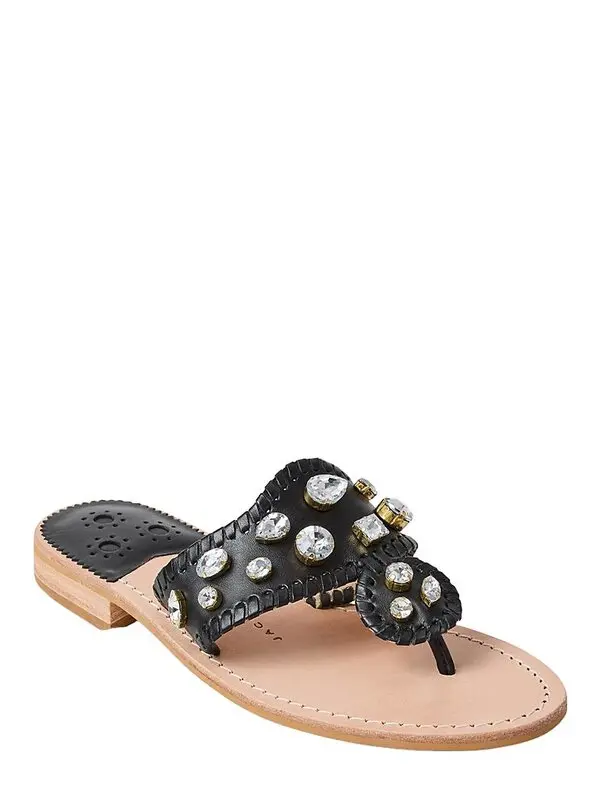 Jack Rogers Jacks Flat Embellished Sandals - Black