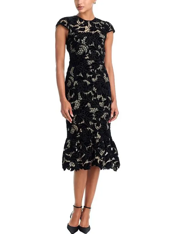 Alice + Olivia Clover Open Back Midi Dress - Black