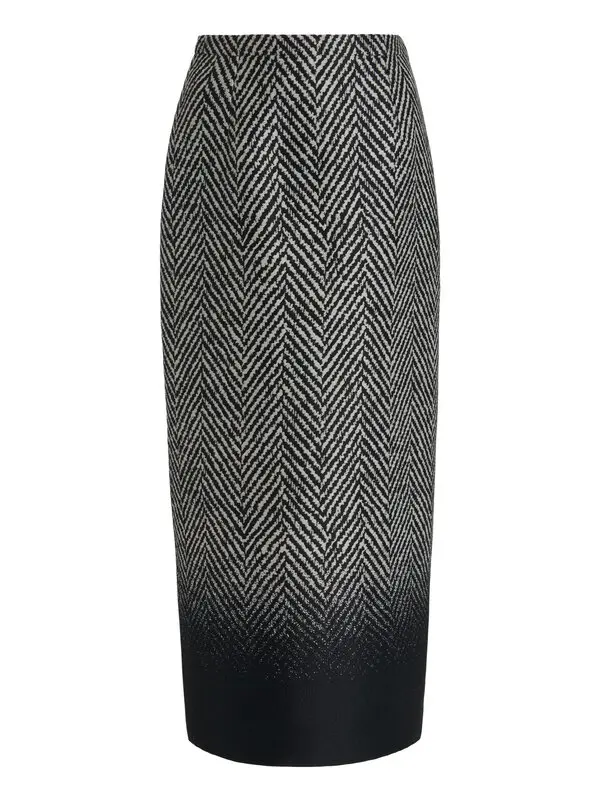 Givenchy Herringbone-check Wool-blend Midi Skirt - Black,white