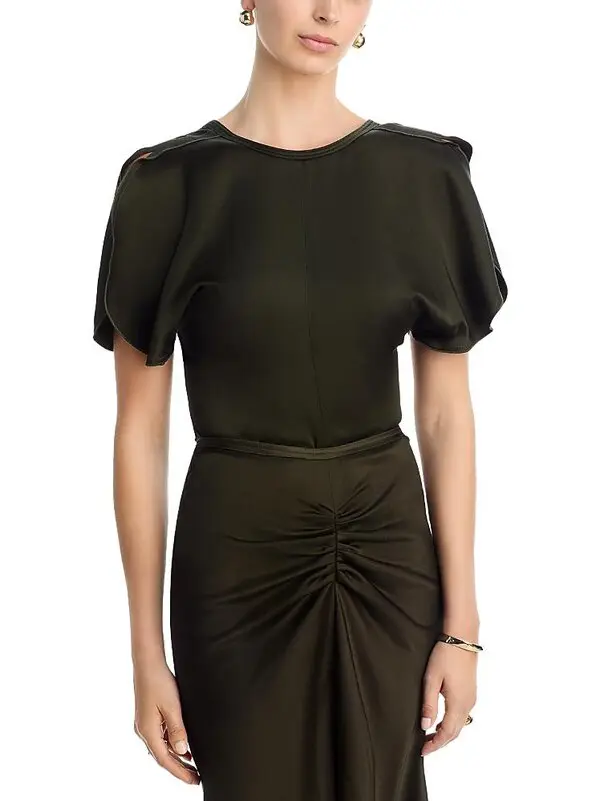 Victoria Beckham Draped Sleeve Top - Dark Olive
