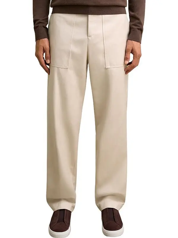 REISS Relaxed Fit Wide Leg Utility Pants - Ecru