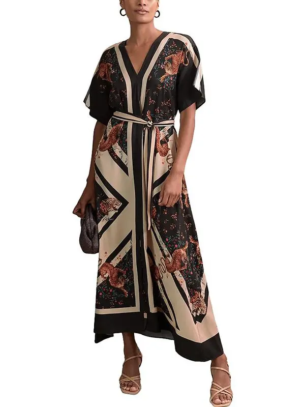 REISS X Alice Canale Hanna Tiger Placed Maxi Dress Exclusive - Black